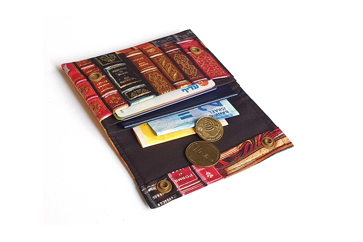 Book print fabric minimalist wallet - small wallet gift for reader ...